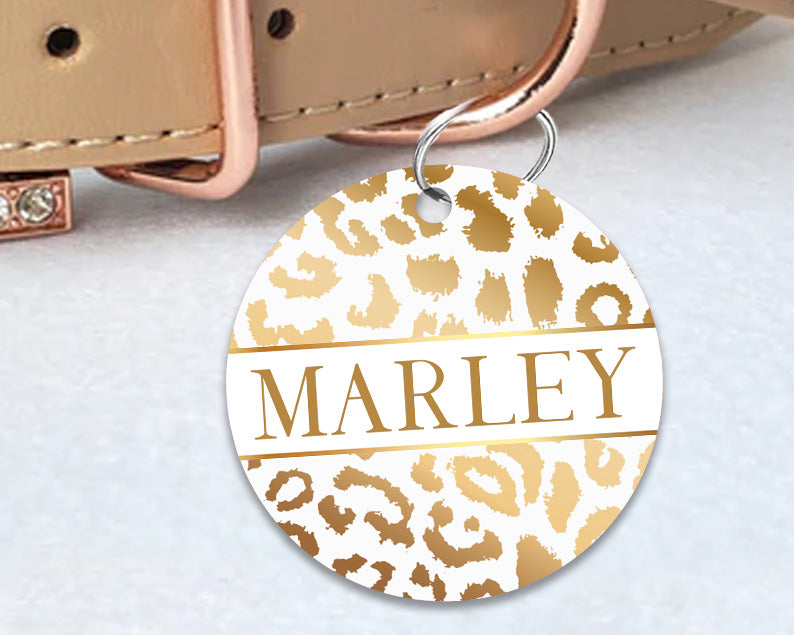 Pet ID Tag | Shiny Gold Leopard – House Of FurBaby
